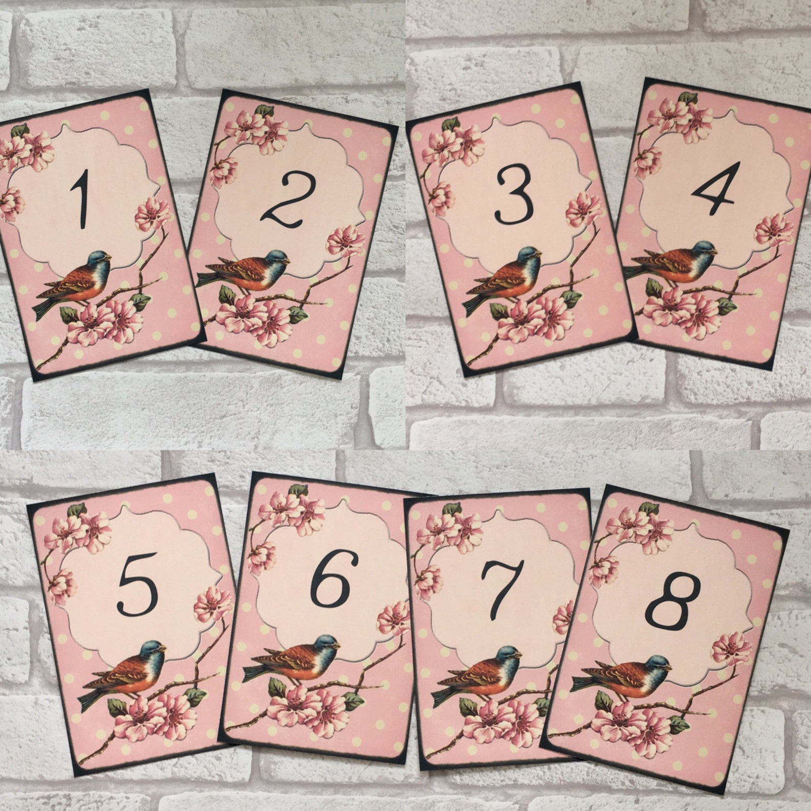 Vintage Bird Retro Style Wedding Table Number Card A5 - Etsy UK