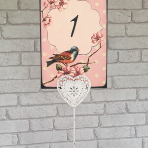 Vintage Bird Retro Style Wedding Table Number Card - A5 - Wedding Signs ...