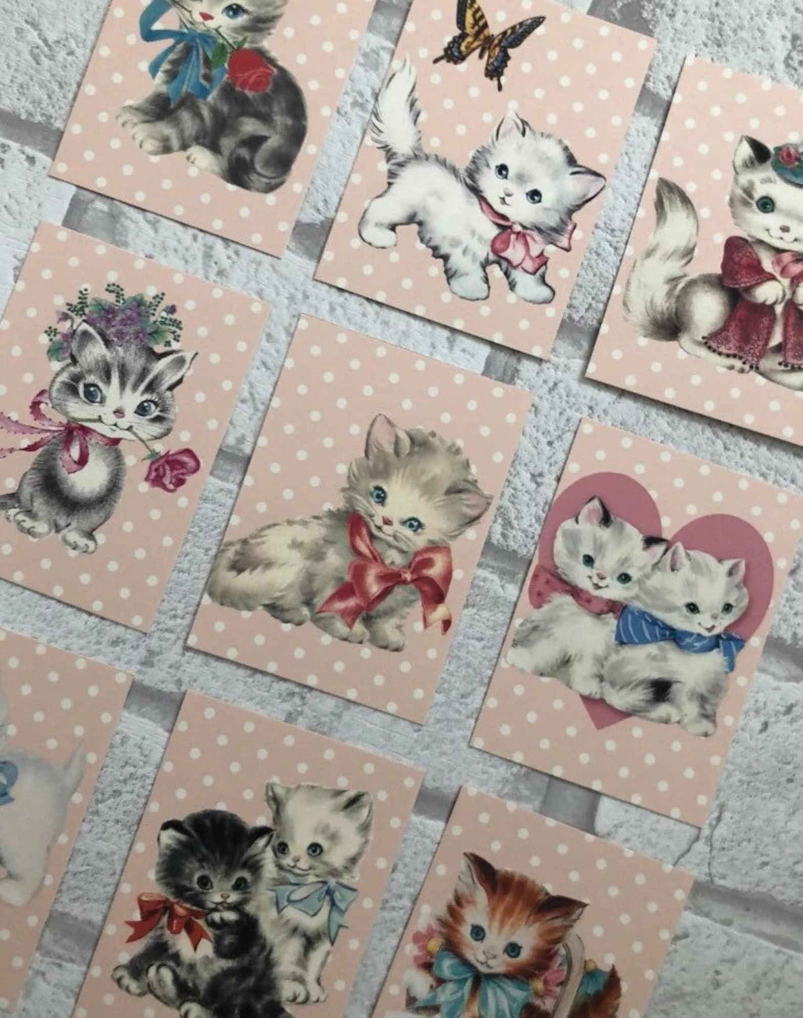 Cute Kitty Cat Card Toppers Craft Scrap Booking Tags | Etsy UK