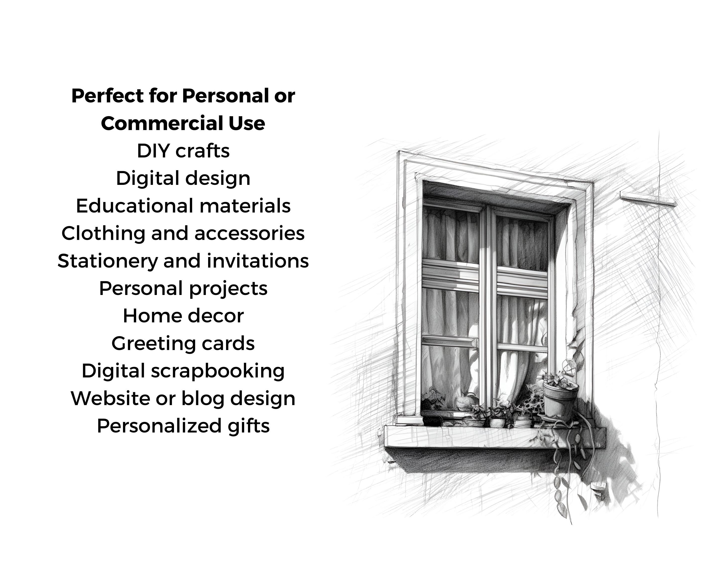 Window Sketches Clipart, Window Sketches, Pencil Window Sketches ...