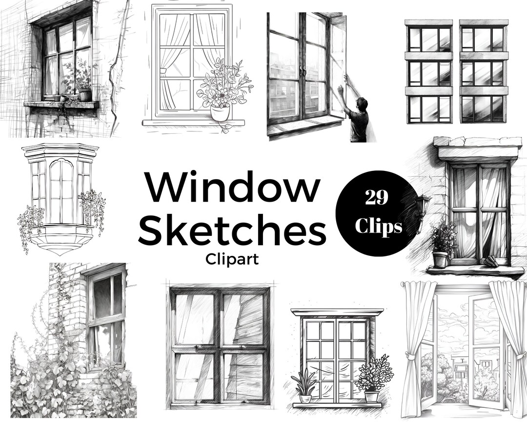 Window Sketches Clipart, Window Sketches, Pencil Window Sketches, Window Clipart, Window ...