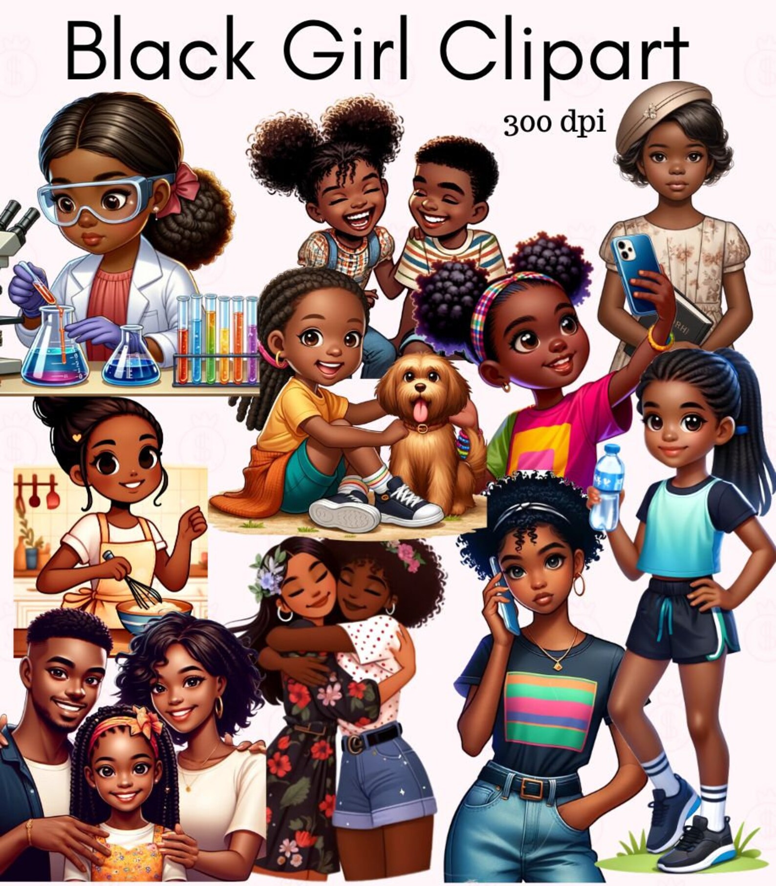 Black Girl Clipart, Black Gilr Clip Art, African American Girl Clipart ...