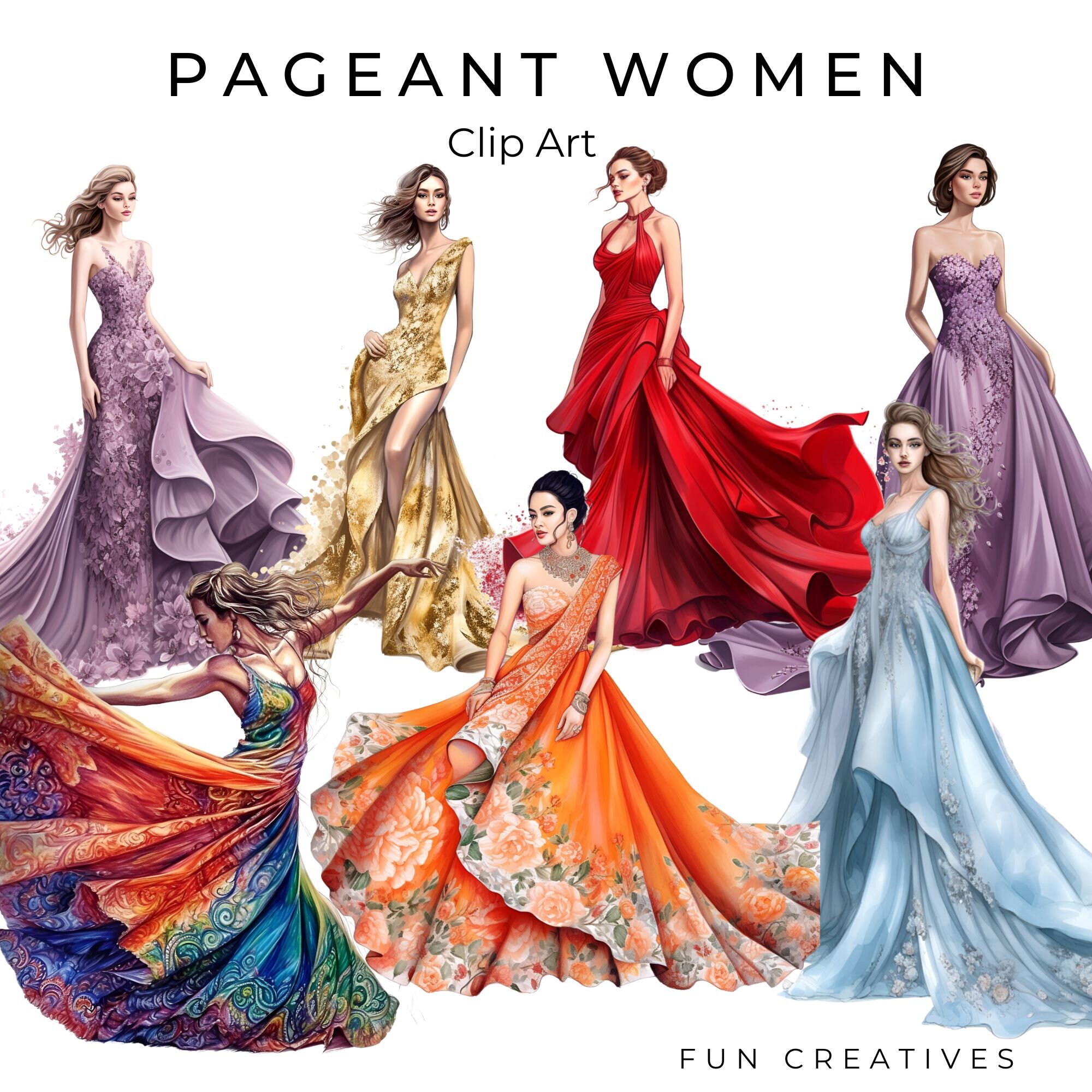 Pageant Clip Art, High-quality Pageant Prom Dress Clip Art – Elegant ...