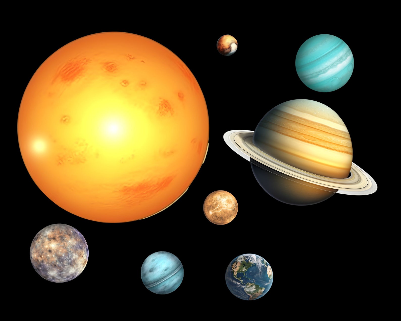 Planets of the Solar System, Realistic Planets Clipart Set, Space ...