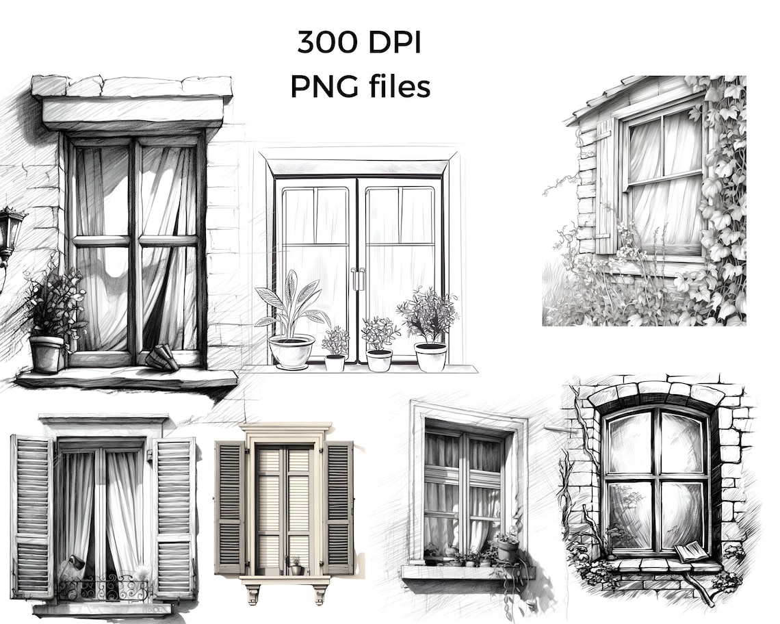 Window Sketches Clipart, Window Sketches, Pencil Window Sketches ...