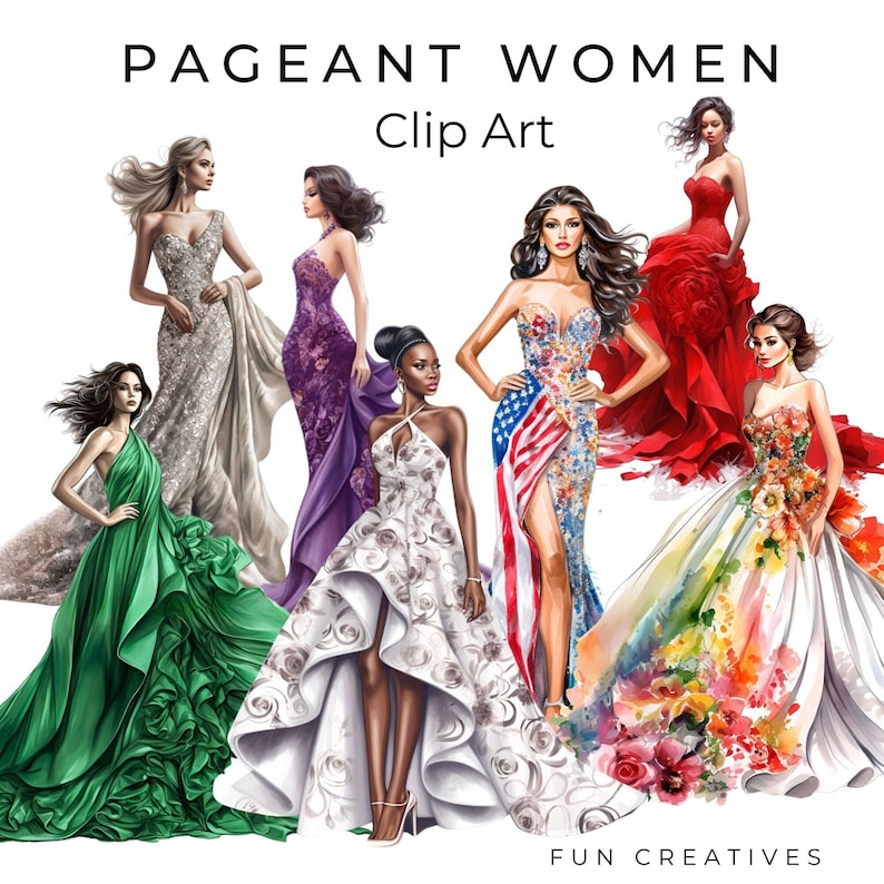 Pageant Clip Art, High-quality Pageant Prom Dress Clip Art – Elegant ...