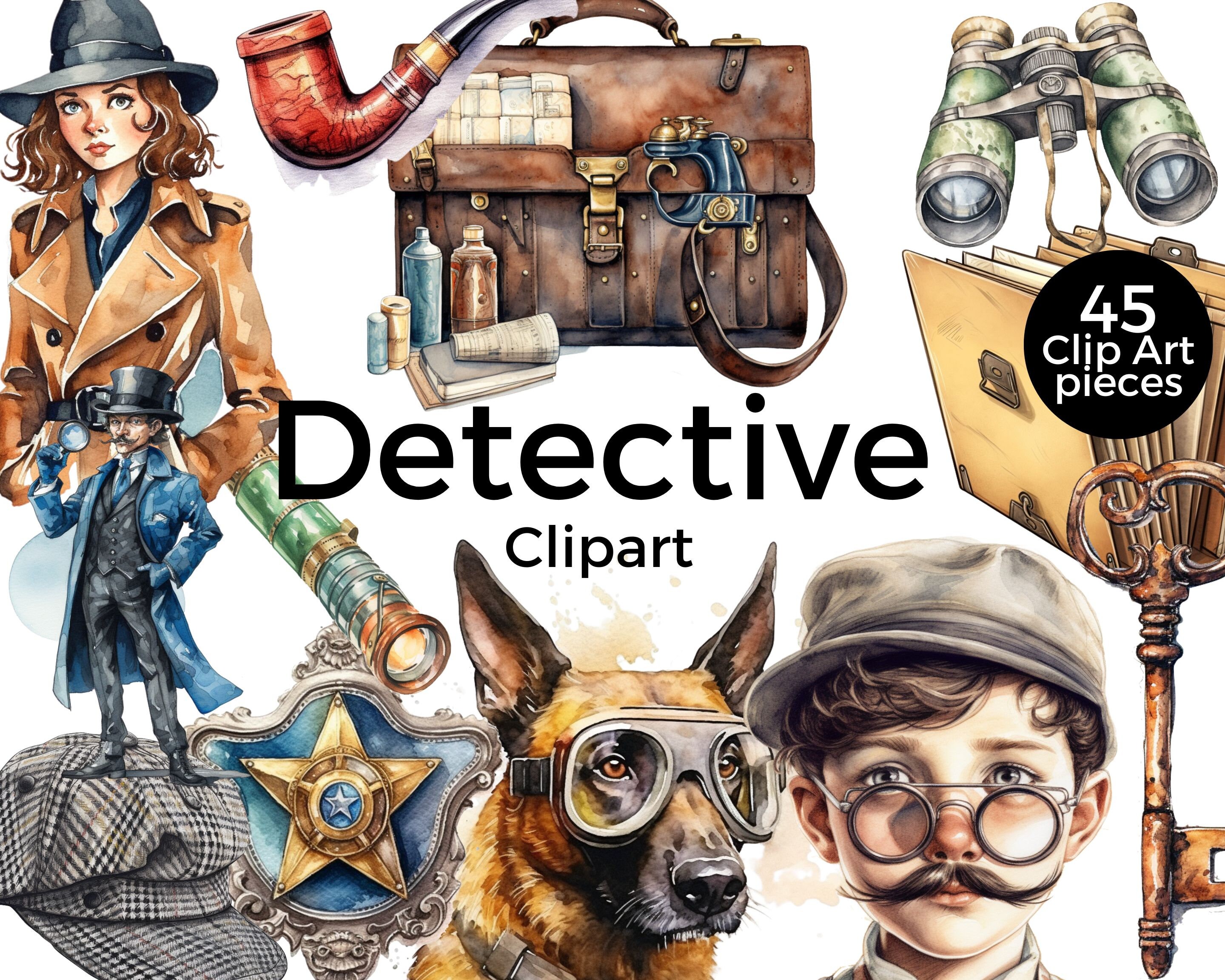 Detective Clip Art, Spy Clipart, Detective Illustrations, Book ...