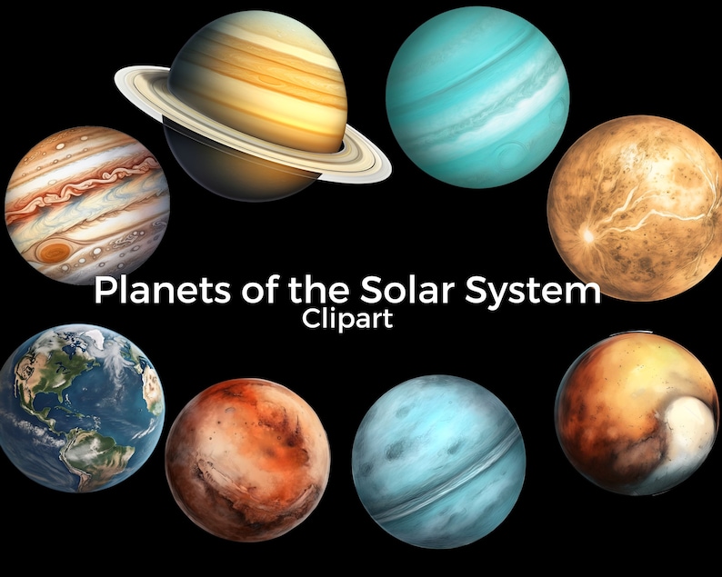 Planets of the Solar System, Realistic Planets Clipart Set, Space ...