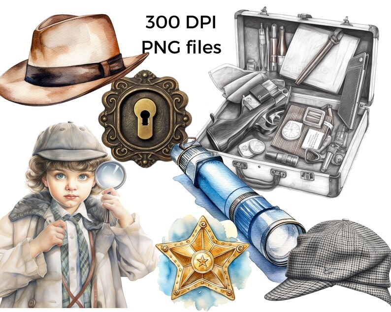 Detective Clip Art, Spy Clipart, Detective Illustrations, Book ...