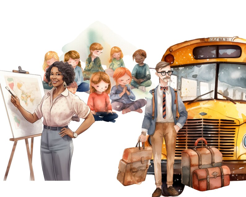 School Clipart, Watercolor School Clip Art, Back to School Clipart ...