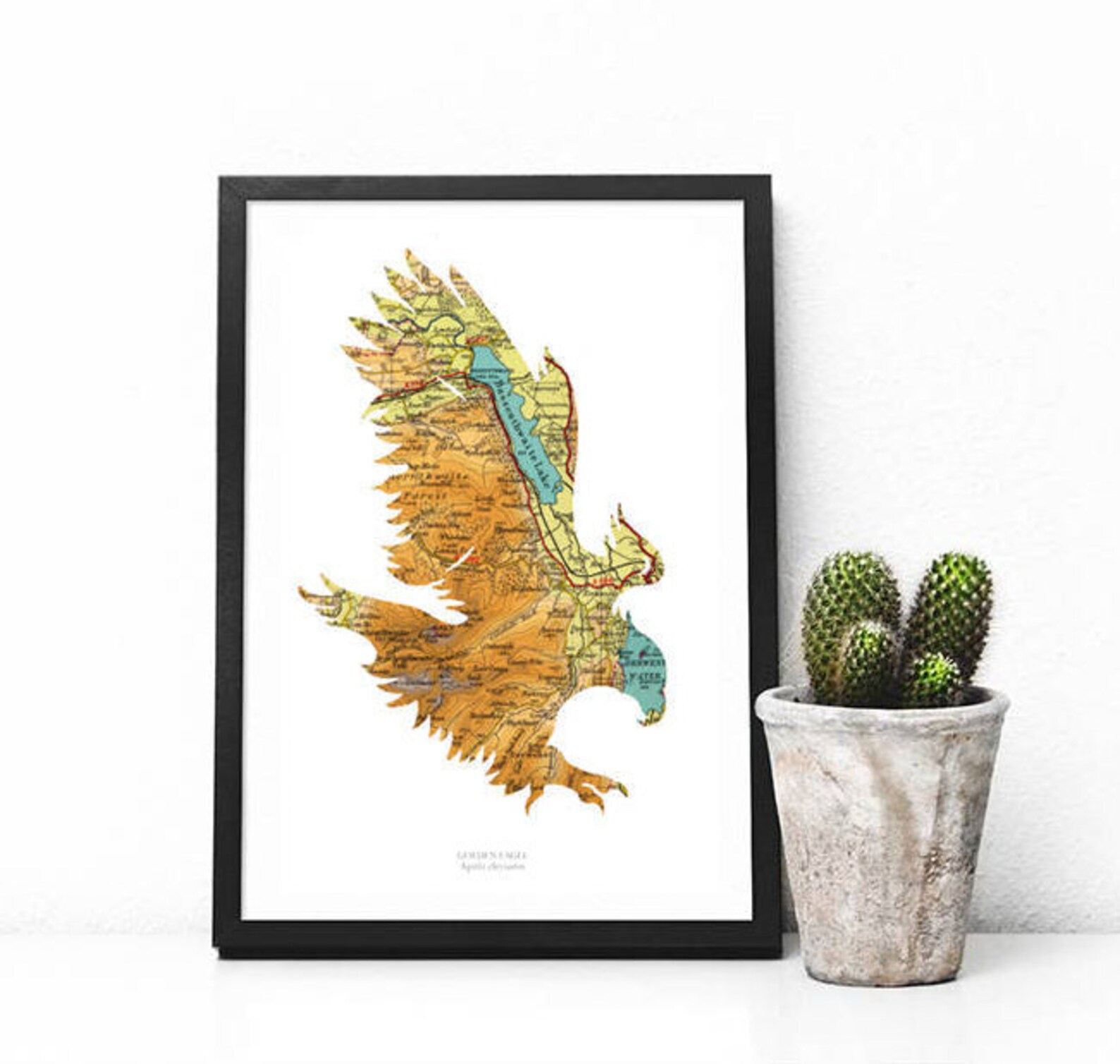 Golden Eagle Map Art. Personalised Map Print - Etsy