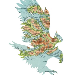 Golden Eagle Map Art. Personalised Map Print - Etsy
