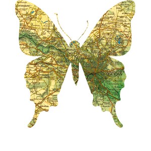 Personalised Vintage Map Butterfly Art Print - Etsy