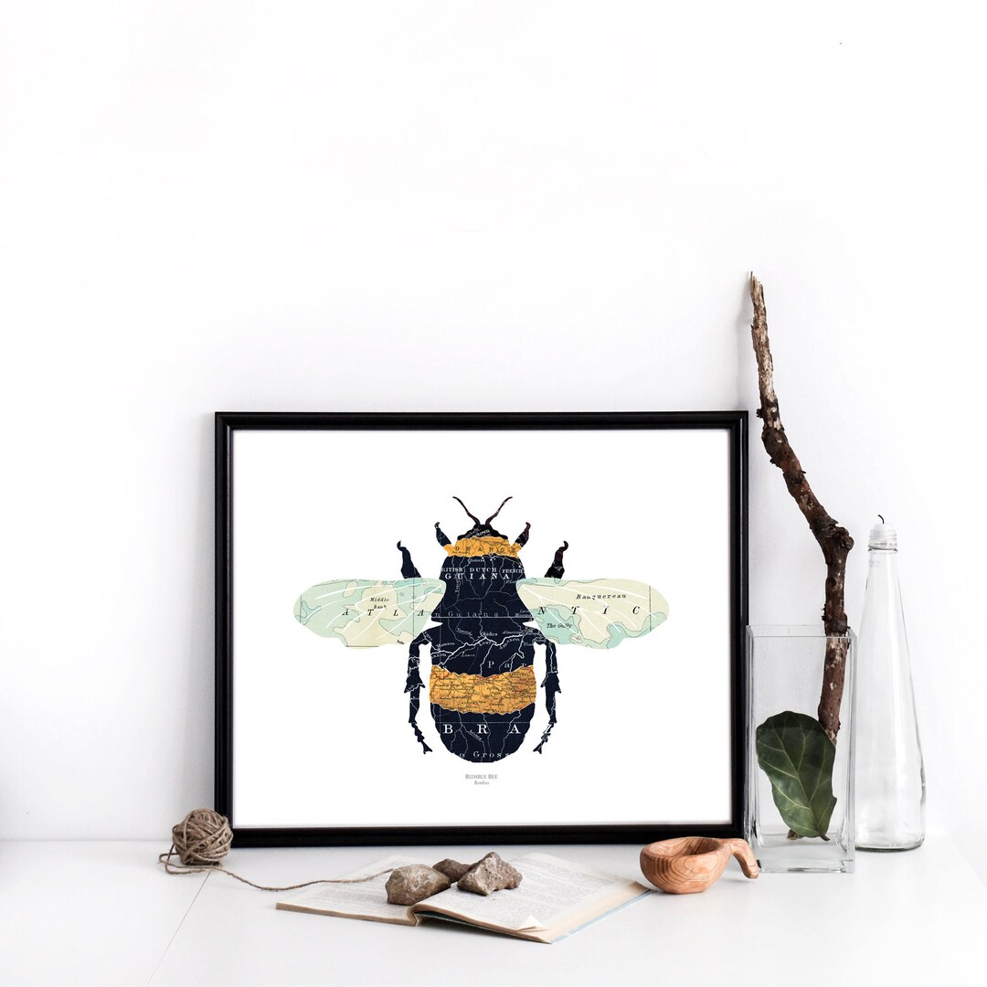 Personalized Bumble Bee Map Art Print: Vintage Ordnance Survey - Etsy