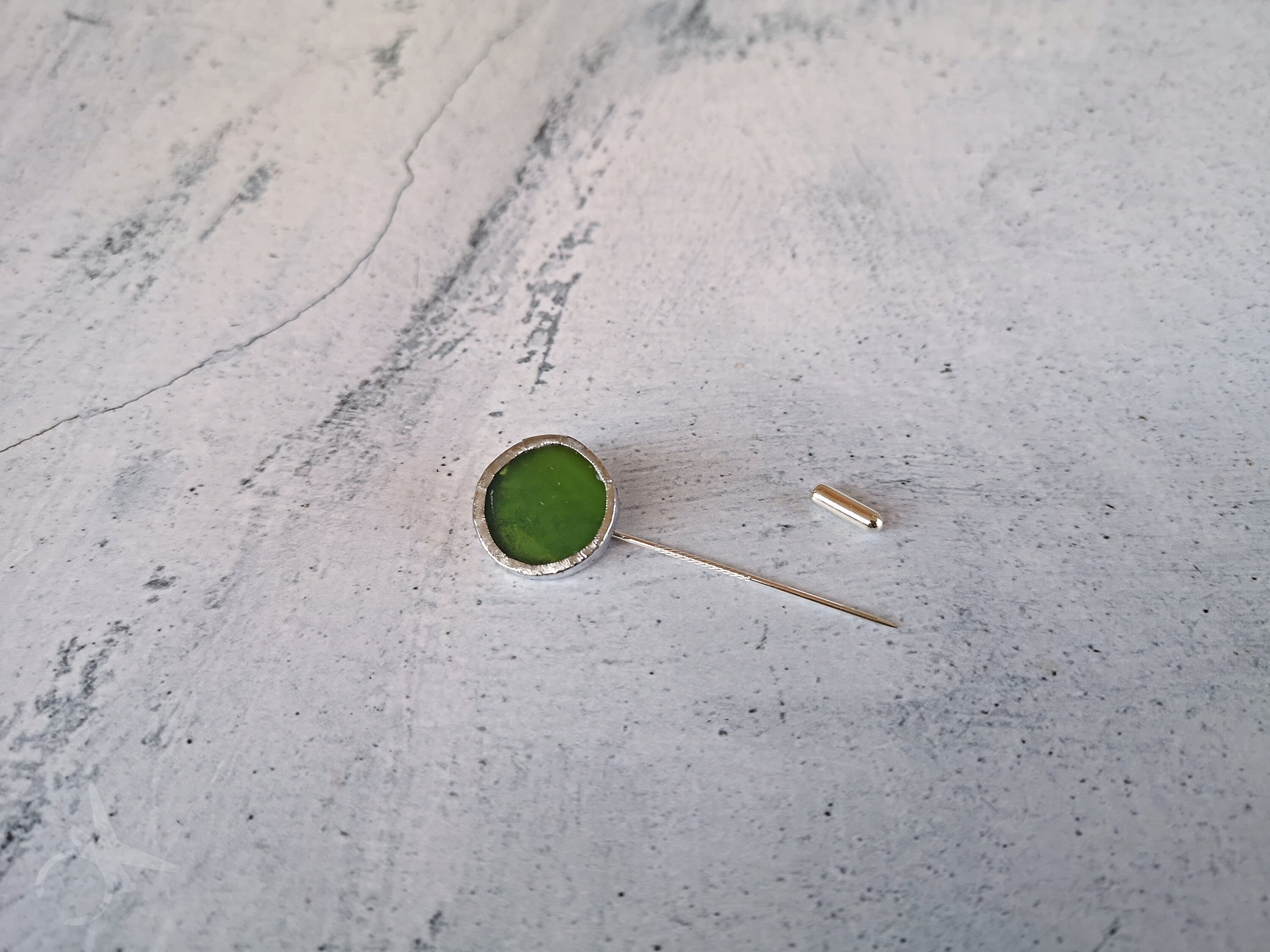 Green Sterling Silver Men's Lapel Pin, Round Boutonniere for Suit ...