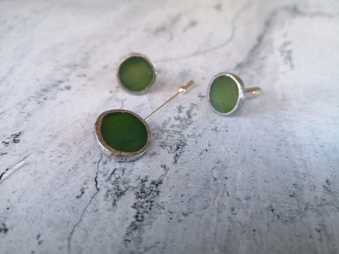 Green Sterling Silver Men's Lapel Pin Round Boutonniere - Etsy