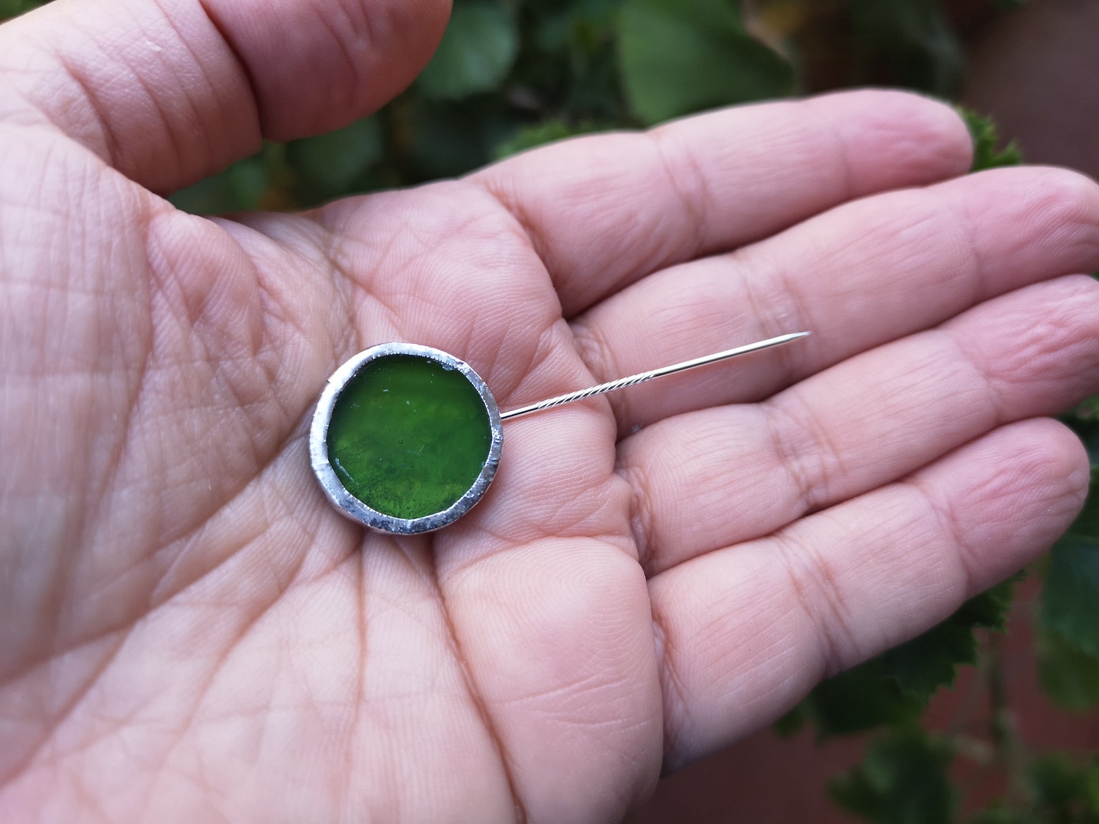 Green Sterling Silver Men's Lapel Pin, Round Boutonniere for Suit ...