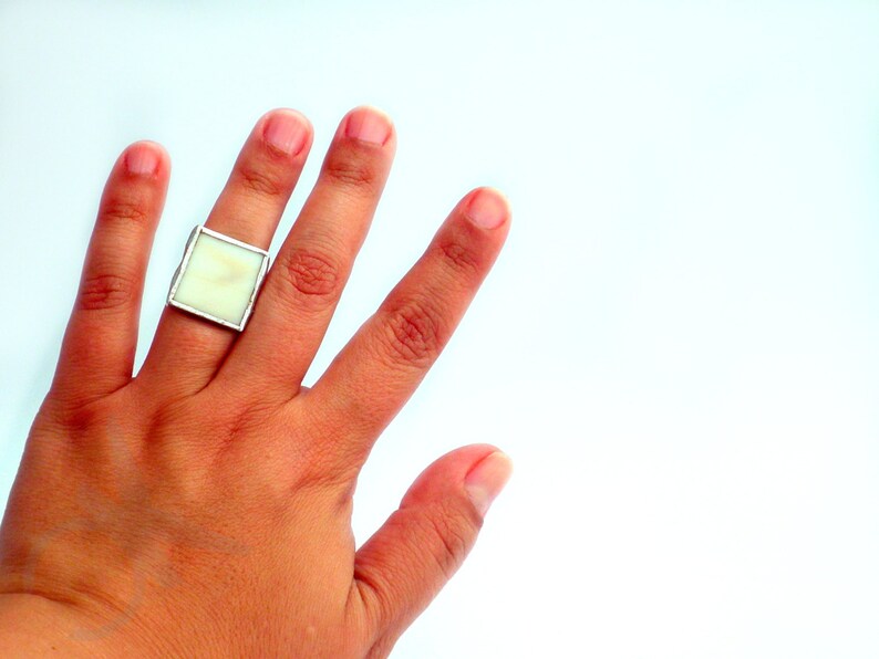 Wedding Ring Squared Glass Ivory Color - Etsy