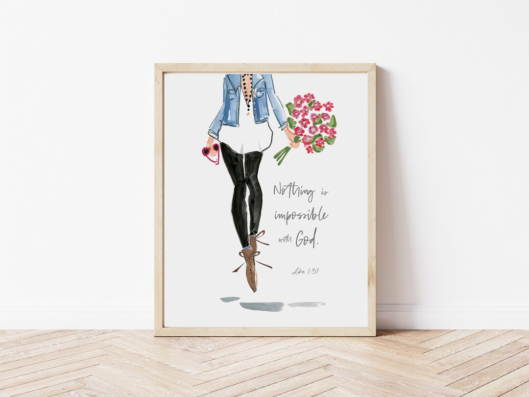 Luke 1 37 Scripture Art, Bible Journaling, Bible Art, Instant Download ...