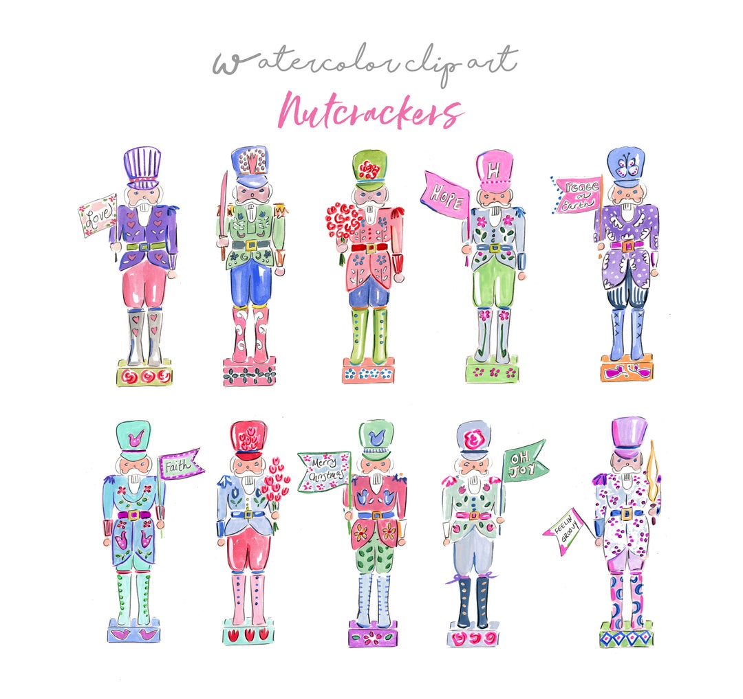 Watercolor Nutcrackers Clip Art, Christmas Clip Art, Nutcrackers ...