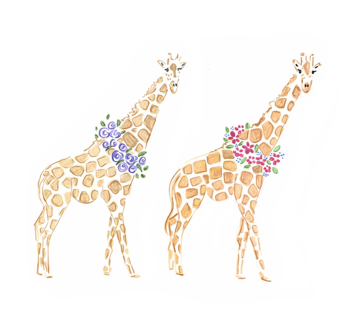 Watercolor Giraffes Clip Art Collection, Baby Nursery Giraffes ...