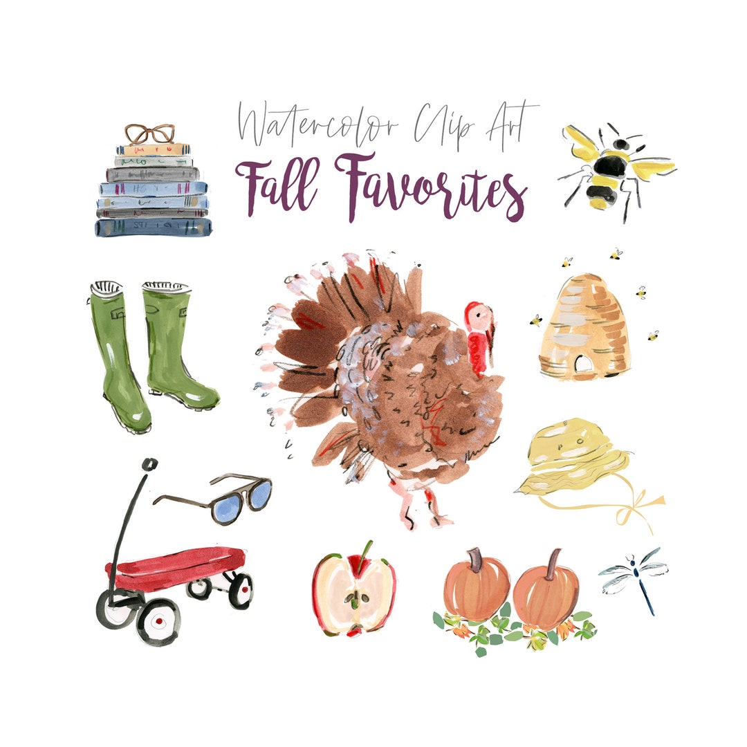 Thanksgiving Invitation, Watercolor Fall Clip Art, Watercolor Clip Art ...