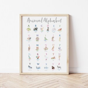 Animal Alphabet Poster, Alphabet Flash Card, Alphabet Nursery Art ...