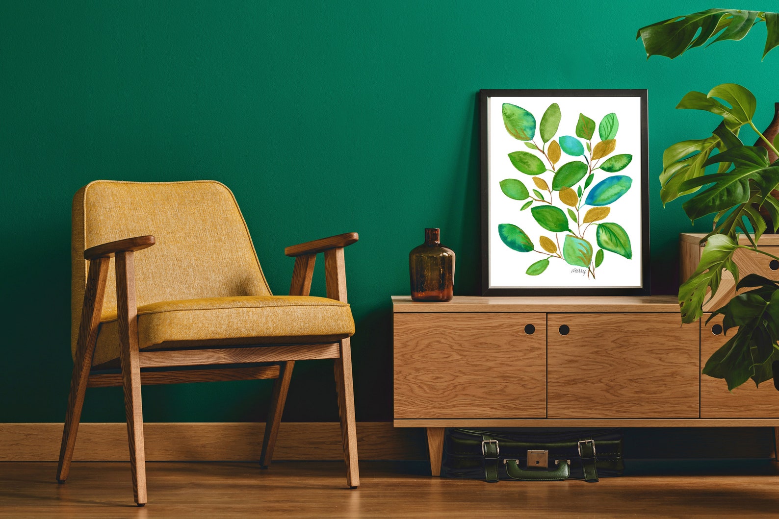 Watercolor Leaf Painting, Leaf Print, Watercolor Leaf Print, Green Leaf ...