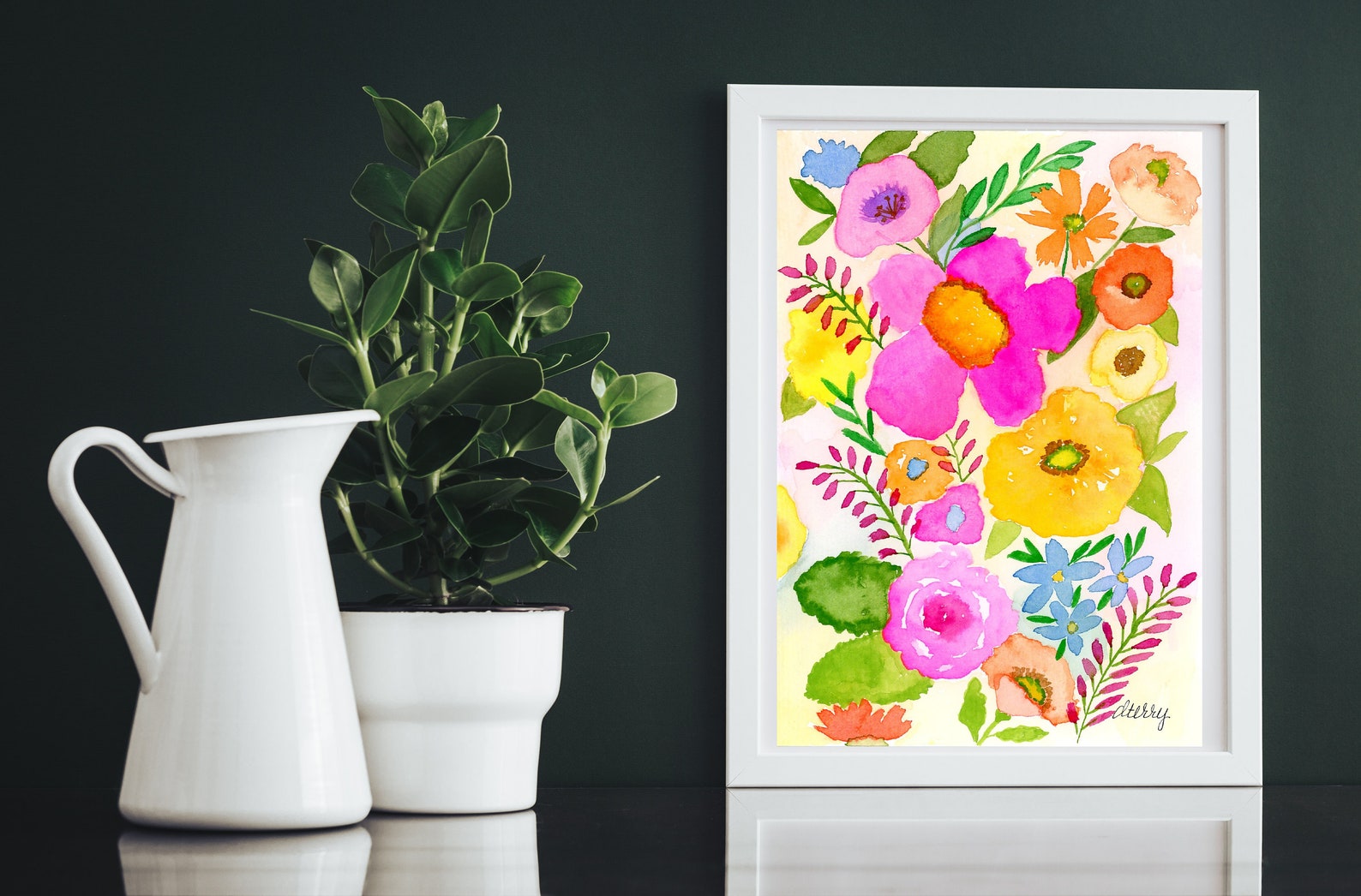 Funky Watercolor Print, Funky Floral Print, Watercolor Flower Print ...