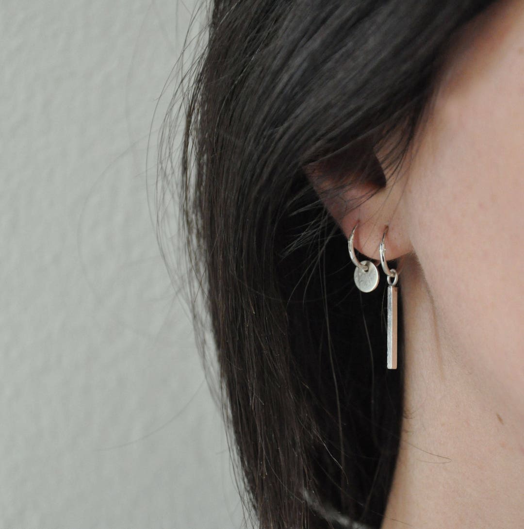 Small Silver Hoops Sleeper Hoops Sterling Silver Earrings Minimal ...