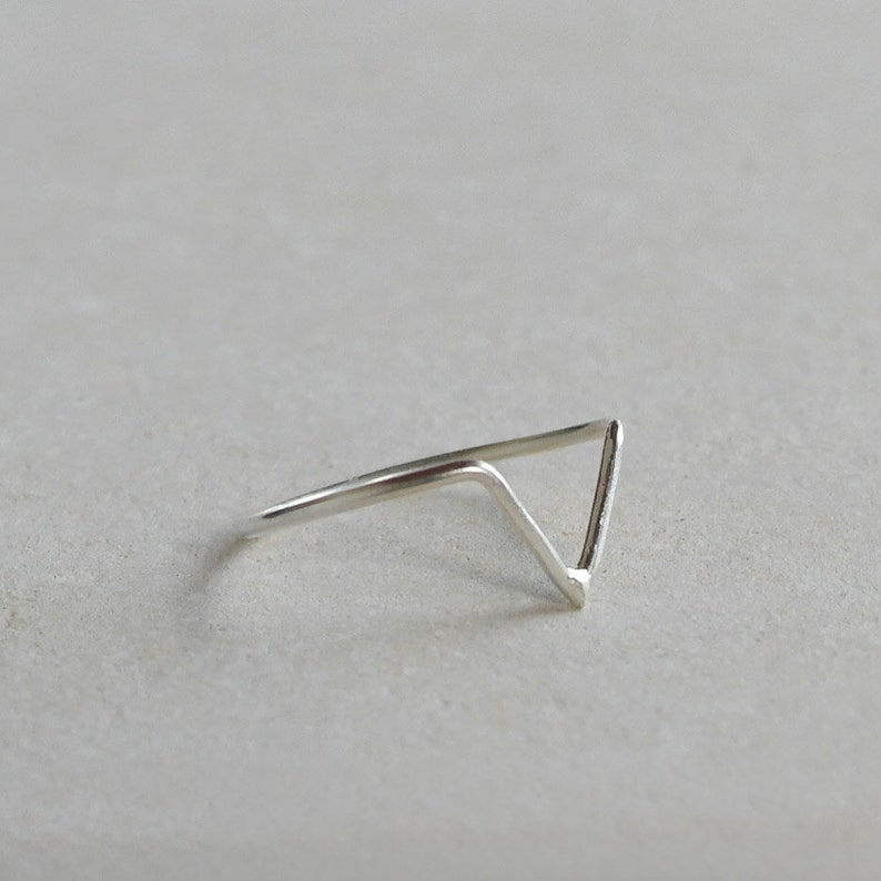 Chevron ring sterling silver ring triangle ring stacking ring | Etsy