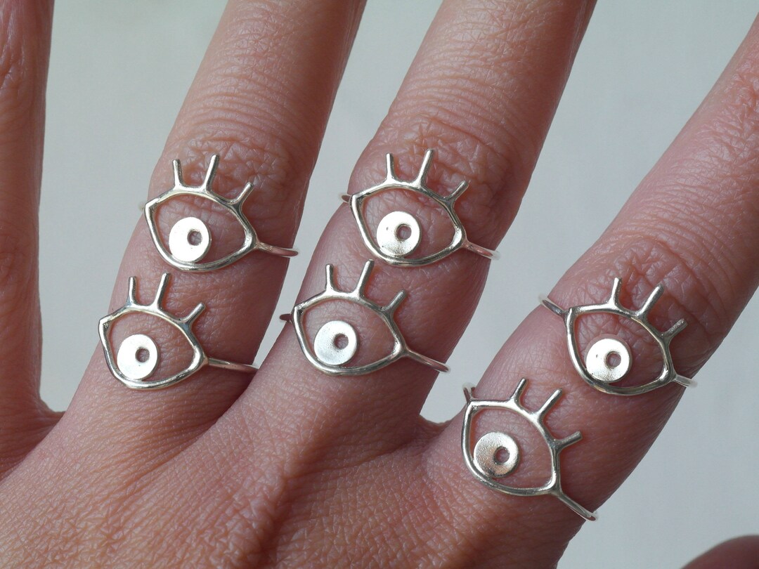 Eye Ring Sterling Silver Ring Eyelashes Minimal Ring Handmade - Etsy