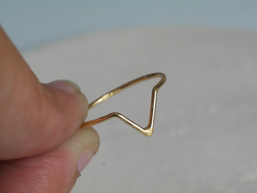 Chevron Ring Sterling Silver Ring Triangle Ring Stacking Ring - Etsy