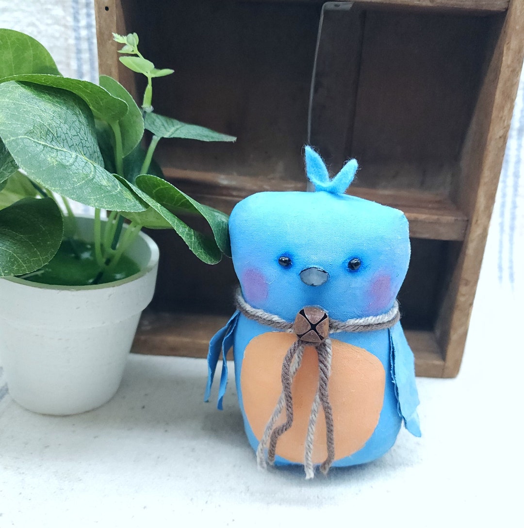 Folk Art Bluebird, Primitive Blue Bird Tuck, Summer Tray Accent, Garden ...