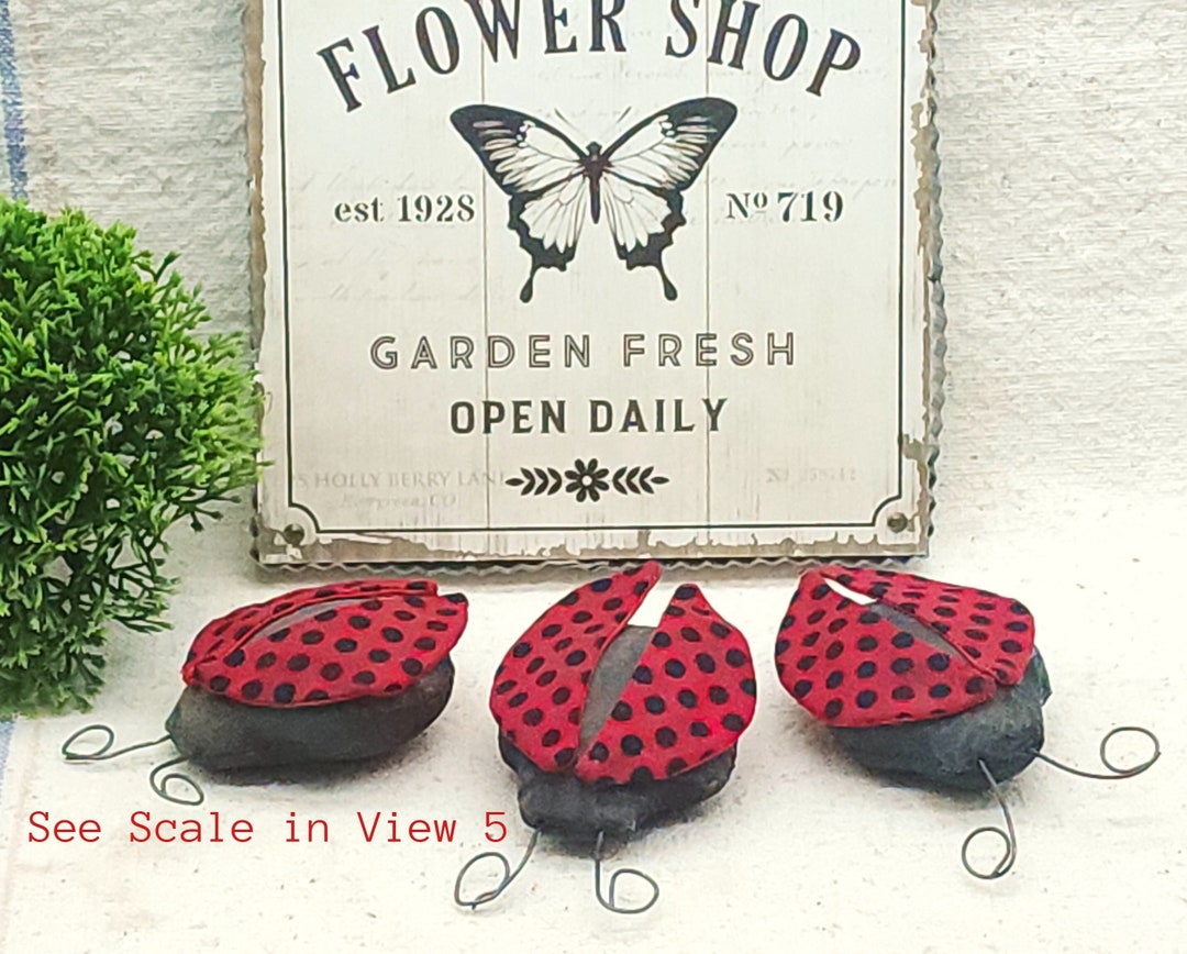 Lady Bug Bowl Fillers, Insect Cupboard Tucks, Black and Red Bugs, Folk ...