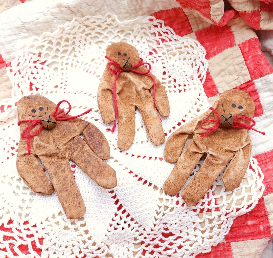 Gingerbread Man Bowl Filler, Set 3 Primitive Winter Tier Tray, Kitchen ...