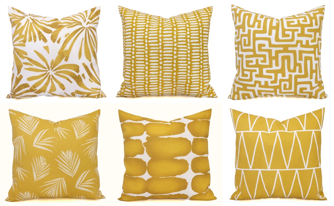 OUTDOOR Pillow Covers, Spice Yellow Pillow Cover, Patio Pillow, Yellow ...