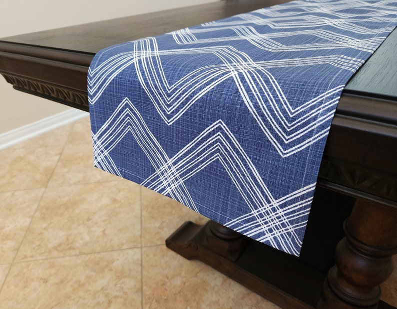 Blue Table Runner, Custom Size Table Centerpiece, Fabric Table Runner ...