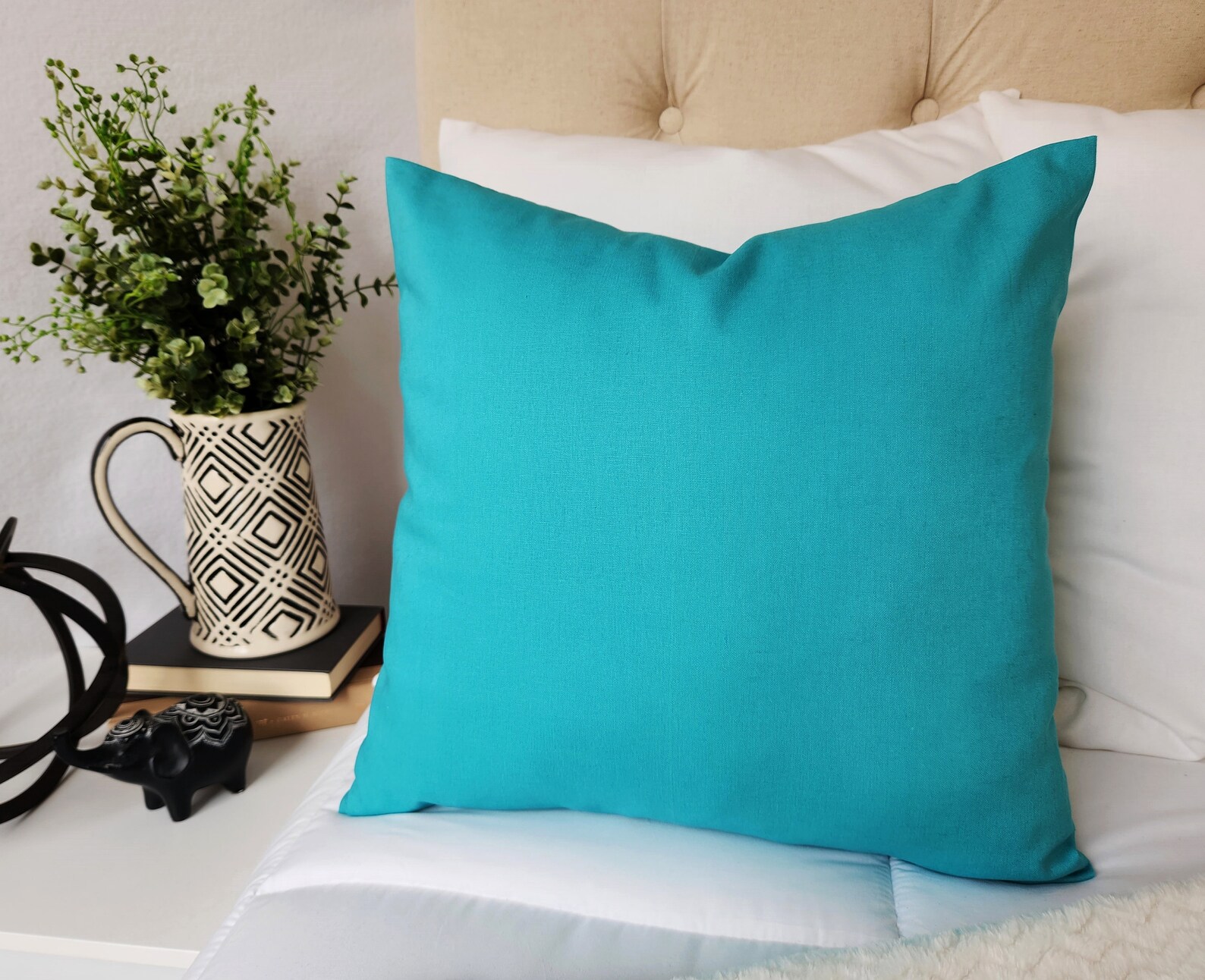 Solid Aqua Decorative Pillow Cover Teal Pillow Cover Linen - Etsy