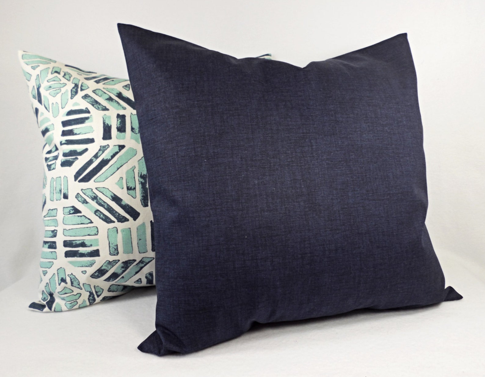 Two Pillow Covers Blue Throw Pillows Solid Pillow Cover - Etsy