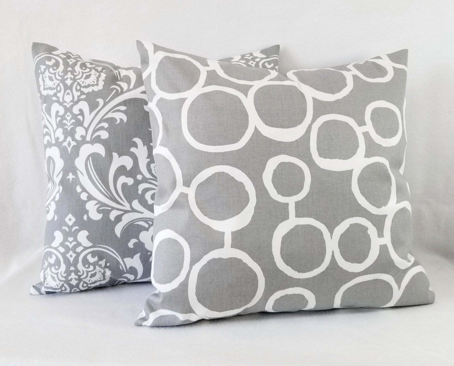 Two Grey and White Geometric Pillows Decorative Throw - Etsy