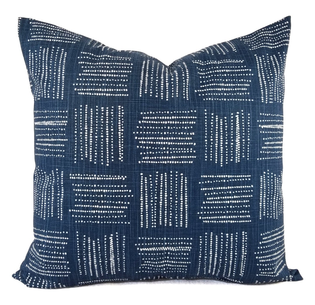Two Dark Blue Pillow Covers, Blue Pillow Sham, Geometric Pillow, Navy ...