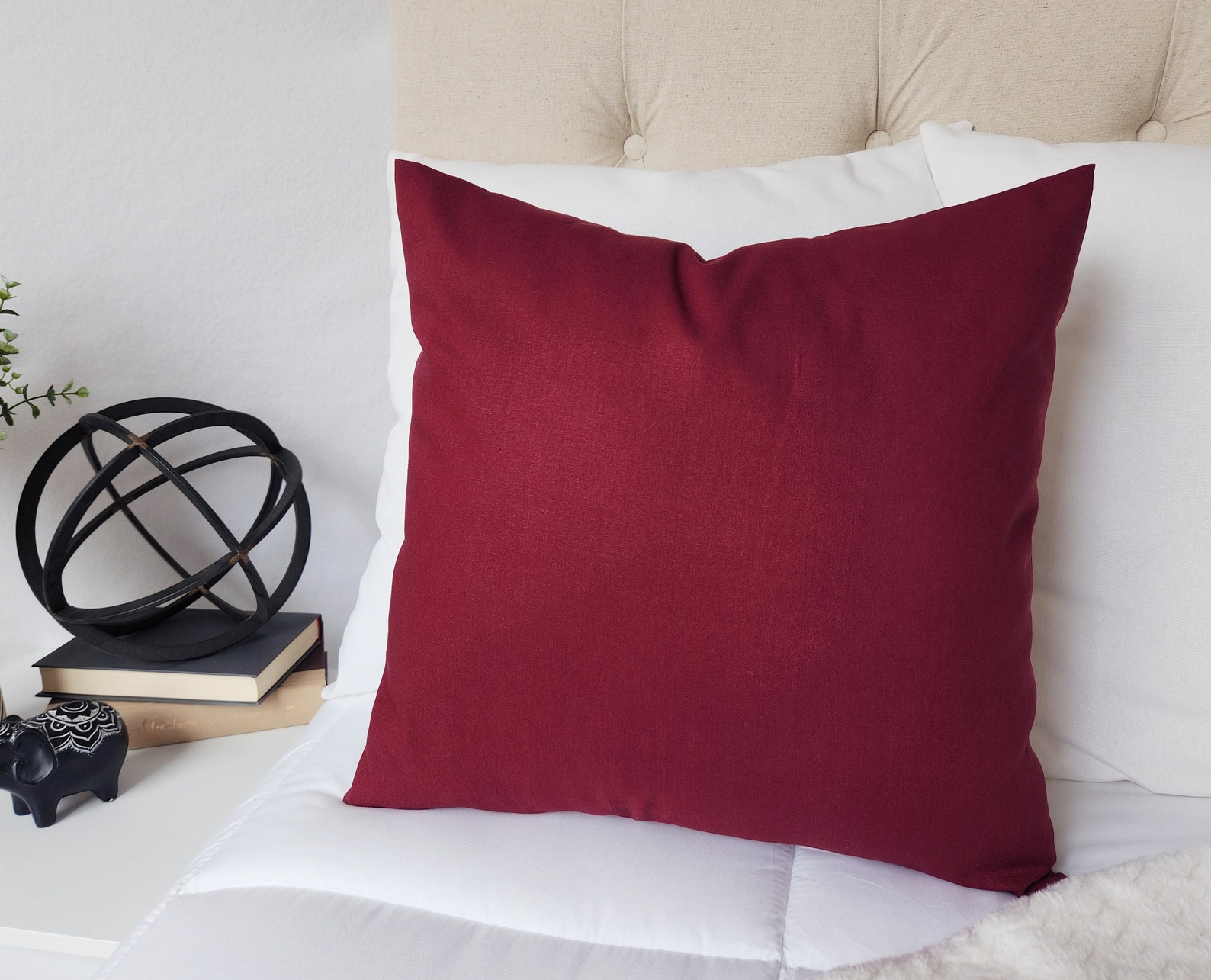 Solid Red Pillow Cover Deep Red Pillow Cover Linen Pillow - Etsy