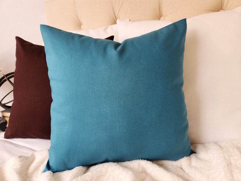 Solid Teal Decorative Pillow Cover, Teal Blue Pillow Cover, Linen ...
