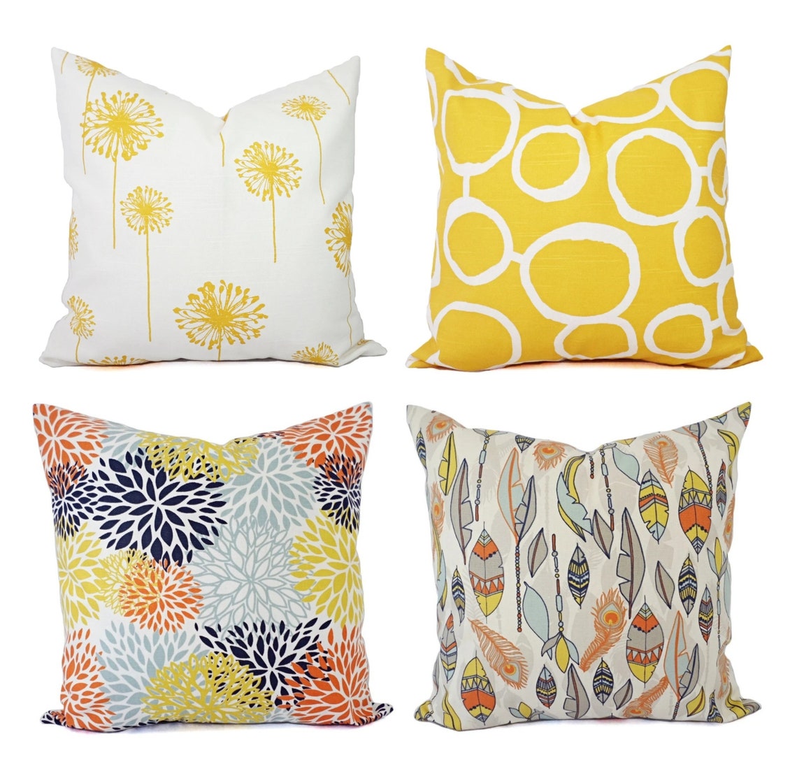 Yellow Throw Pillow Covers Two Yellow Decorative Pillow - Etsy