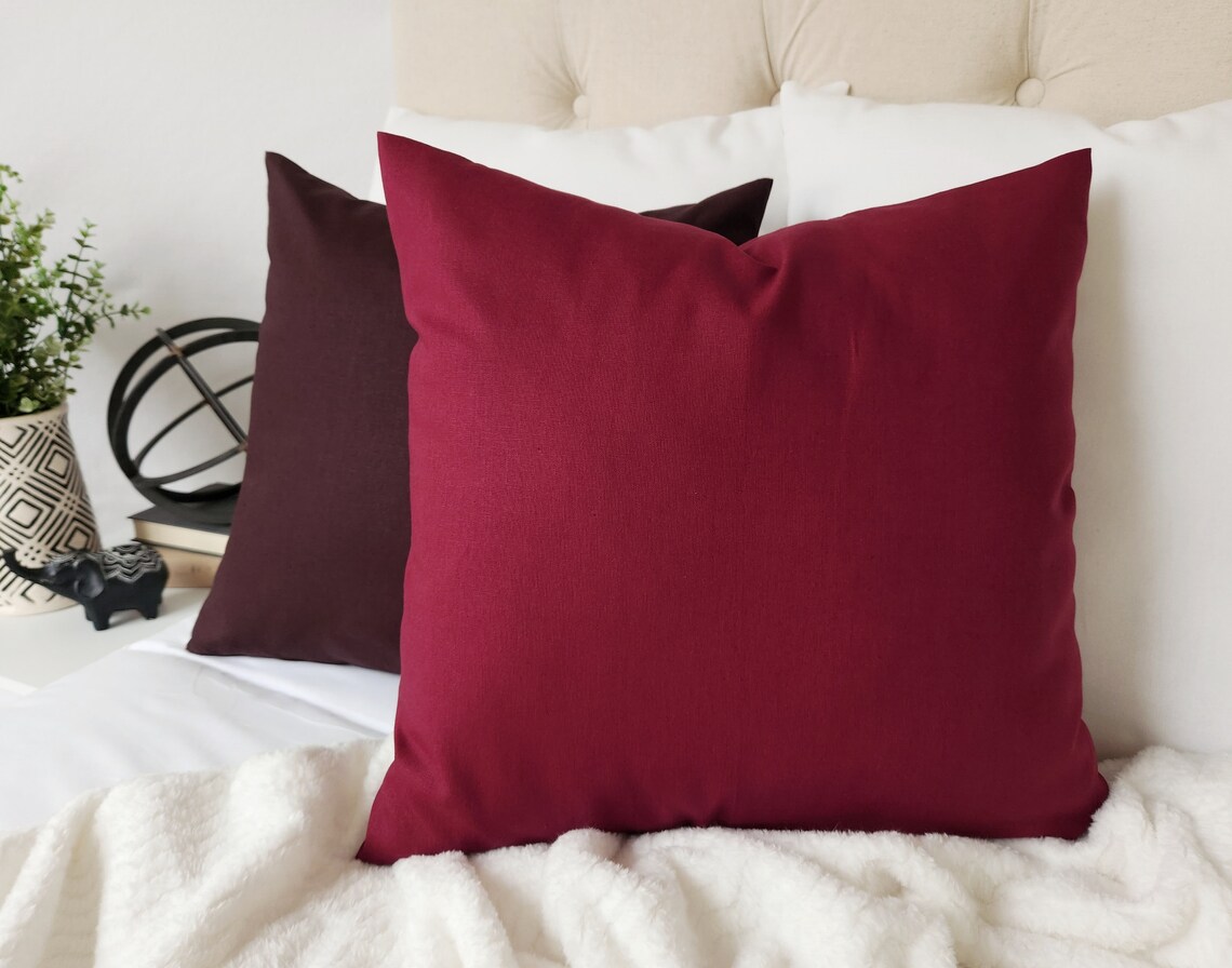 Solid Red Pillow Cover Deep Red Pillow Cover Linen Pillow - Etsy