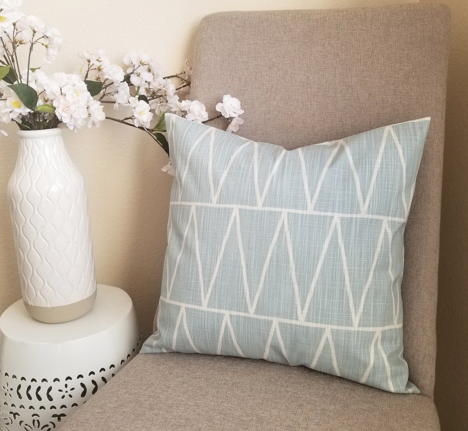 Two Decorative Pillows Soft Blue Pillow Cover Geometric - Etsy