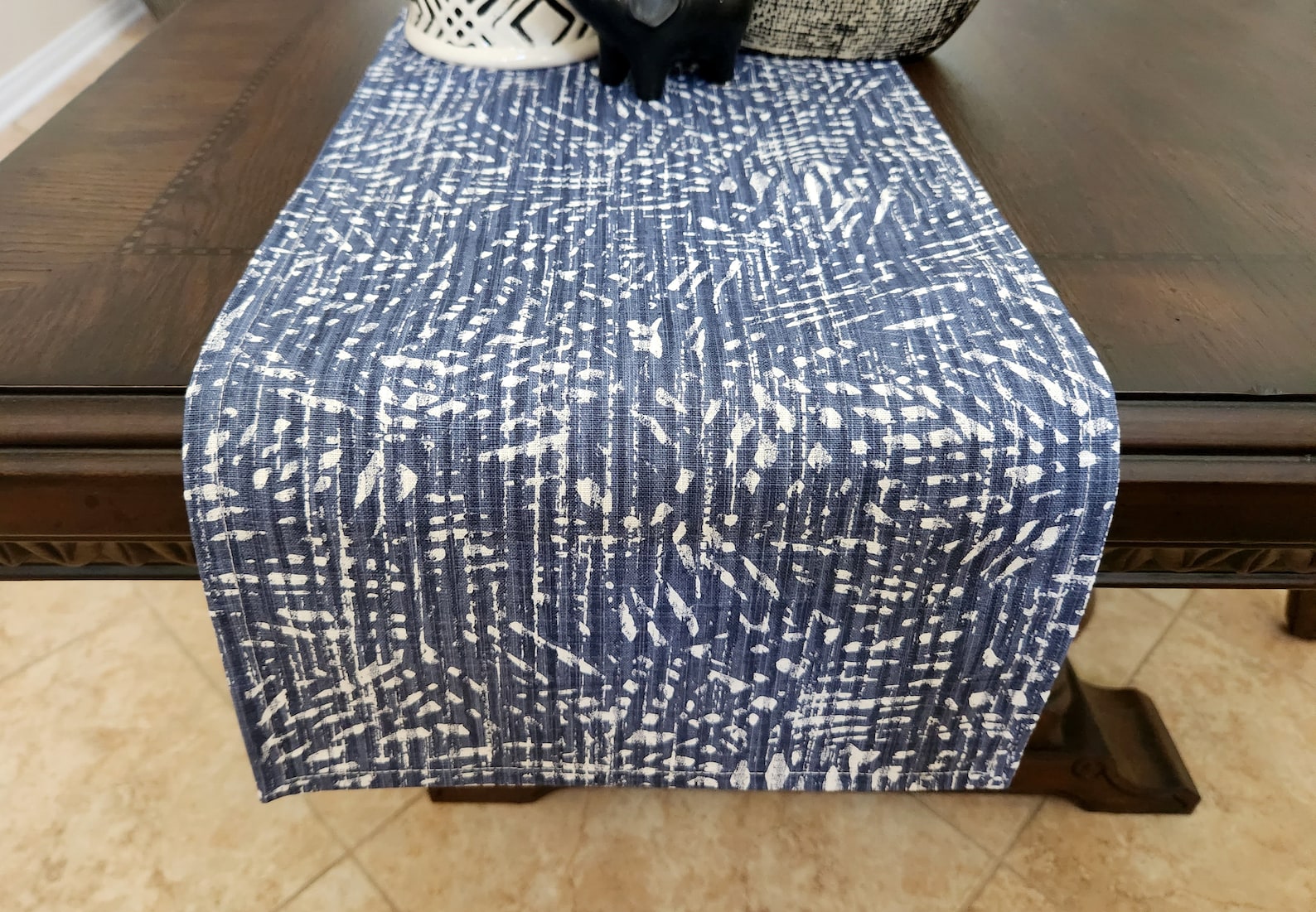 Blue Table Runner, Custom Size Table Centerpiece, Fabric Table Runner ...