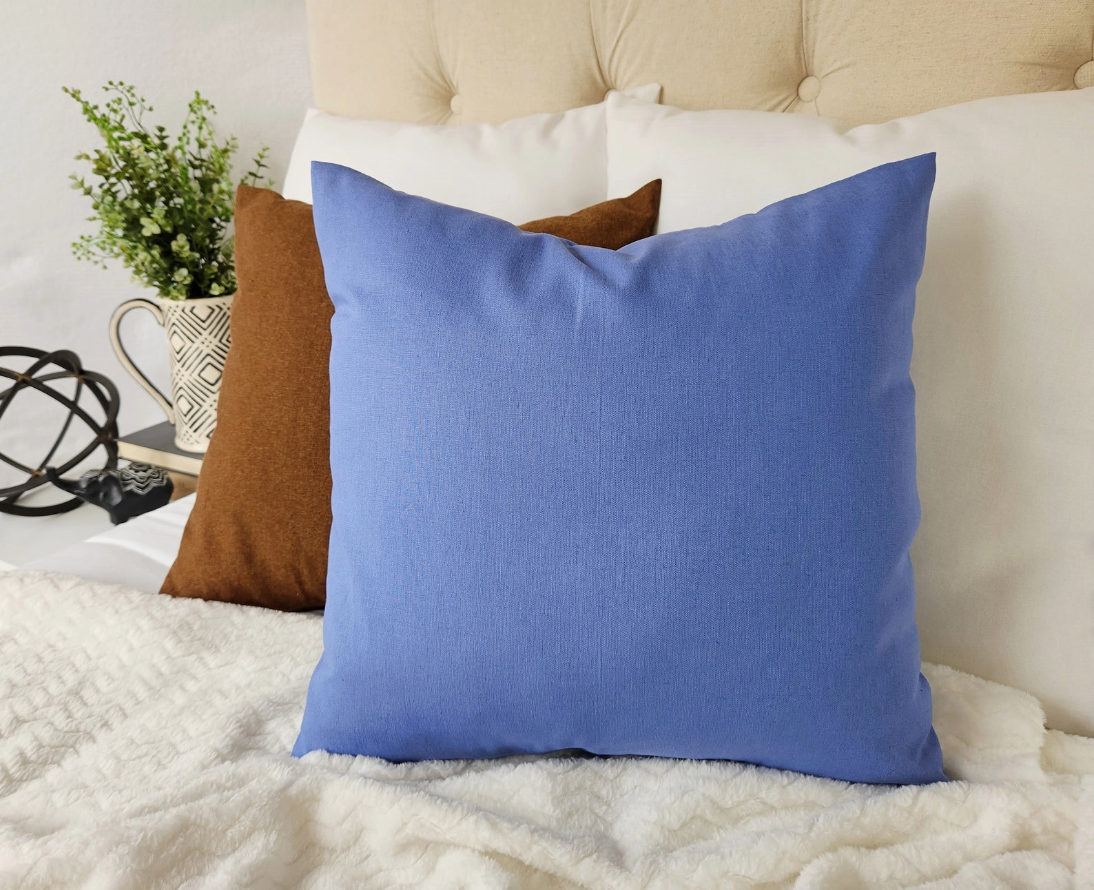 Solid Medium Blue Decorative Pillow Cover Blue Pillow Cover - Etsy
