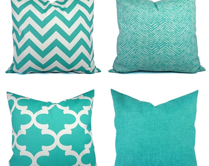 Turquoise PILLOWS Aqua Blue Pillow Covers Turquoise Throw Pillows Blue ...